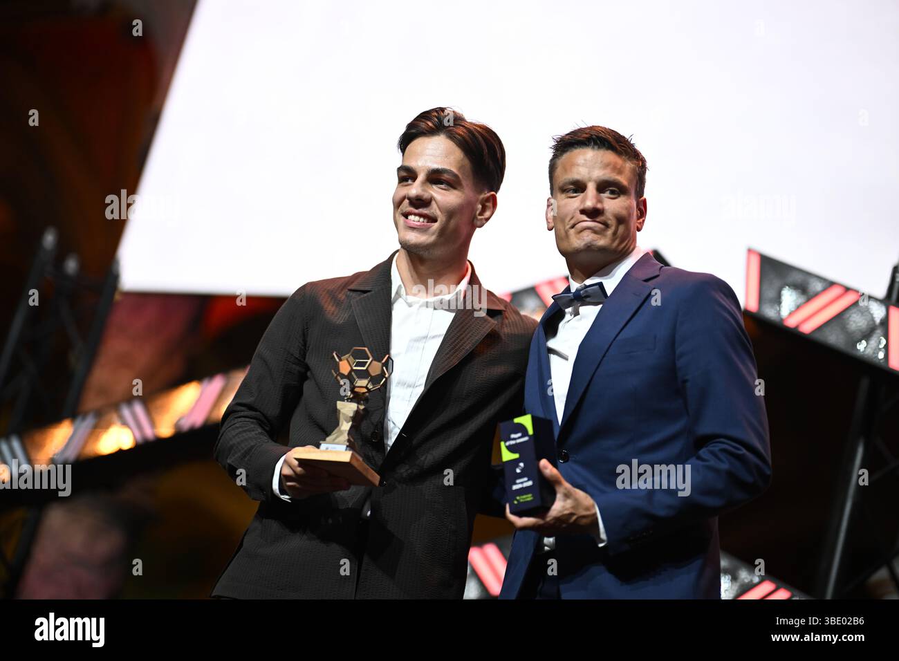 Antwerp, Belgium. 26th May, 2025. Club's Ardon Jashari and Essevee's ...