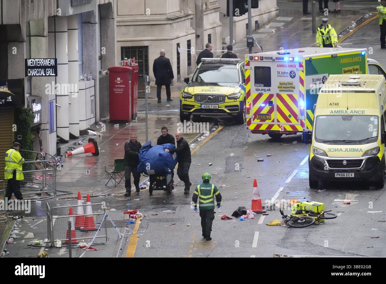 Police and emergency personnel dealing with a road traffic accident on ...