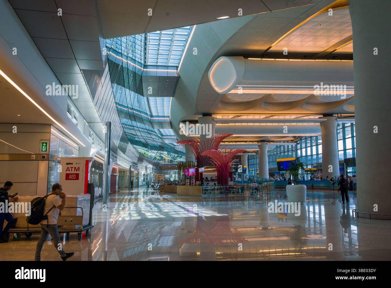 05-10-2025 ABU Dhabi UAE Airport building inside 0 man witk backpaper ...