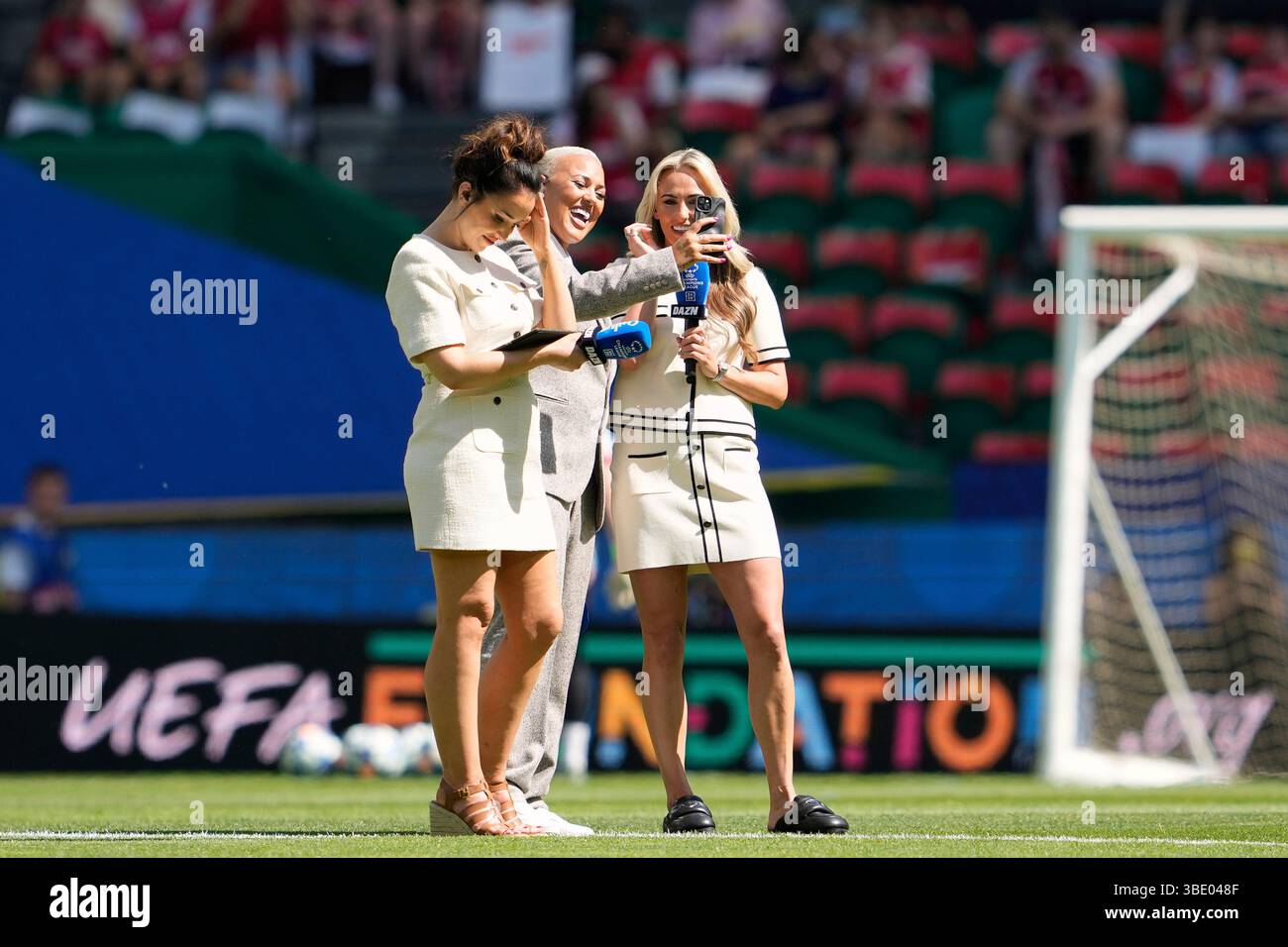 Television presenters Natalie Pike, Lianne Sanderson and Toni Duggan ...