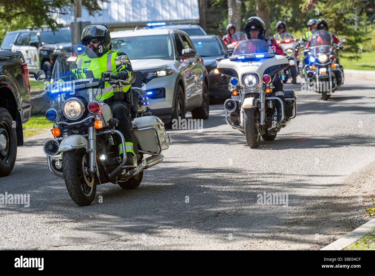 May 26 2025 Police and sheriffs forming a practice training motorcade ...