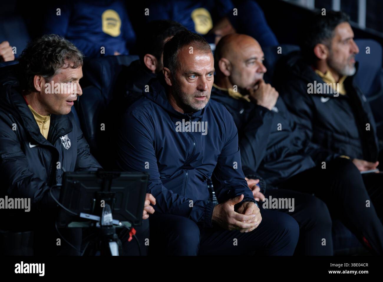 Barcelona, Spain. 9th Apr, 2025. The manager Hansi Flick in action during the UEFA Champions ...