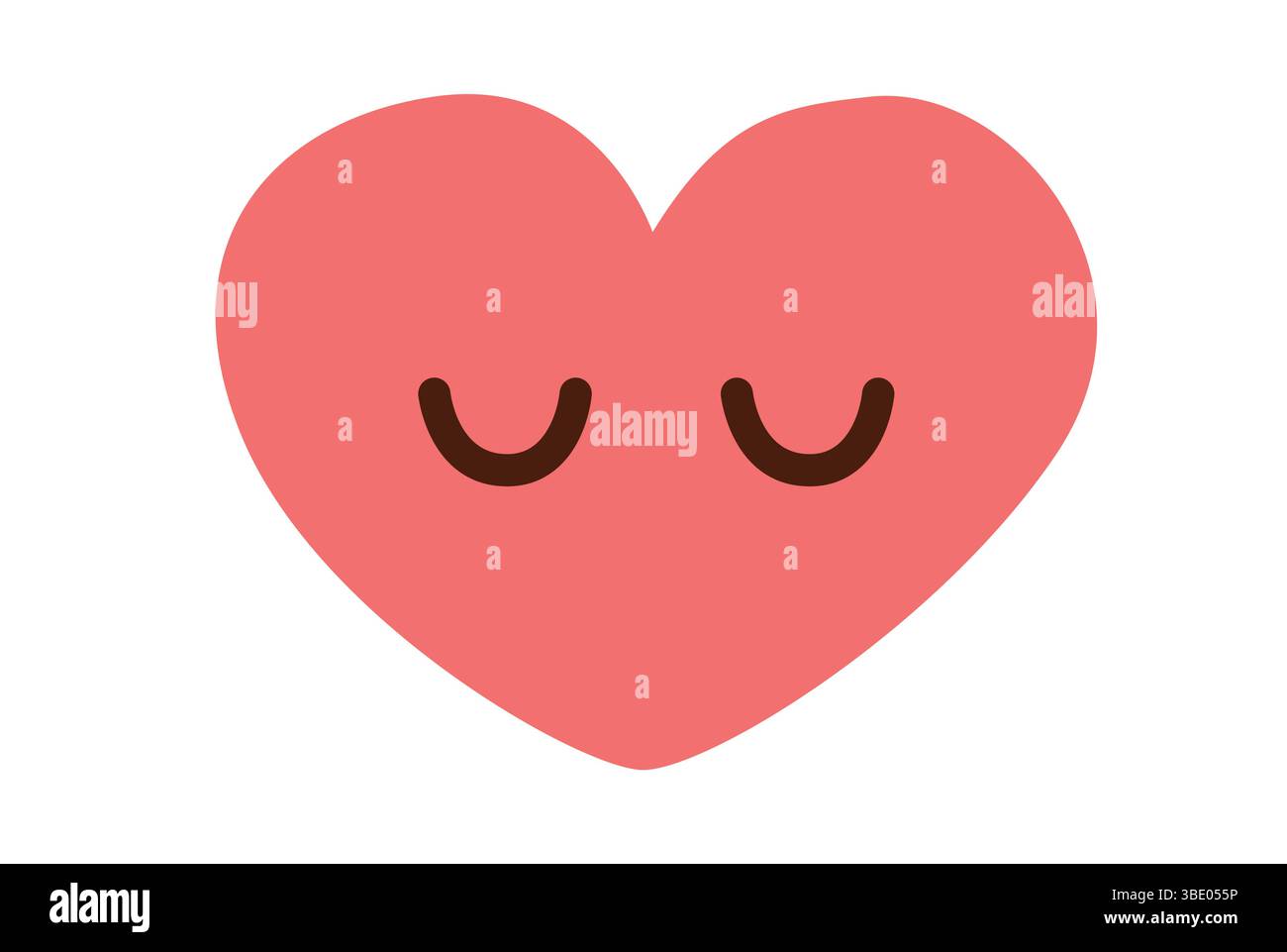 A charming and delightful heart illustration featuring closed eyes ...
