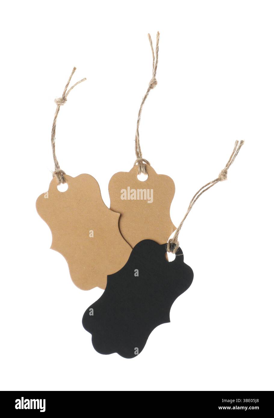 Different blank tags with strings isolated on white Stock Photo - Alamy