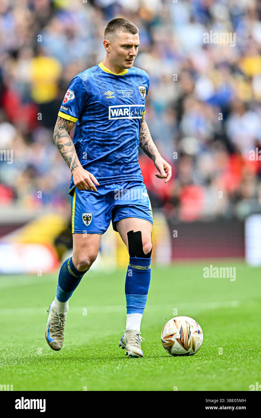 London on Monday 26th May 2025. James Tilley (7 AFC Wimbledon) goes ...