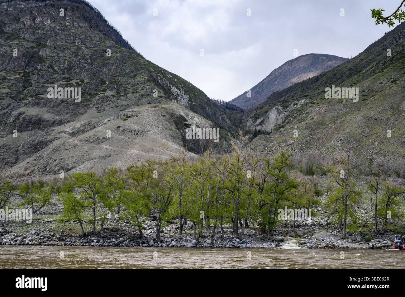 Dangerous, rugged terrain and jagged peaks. mysterious gorge and stone ...