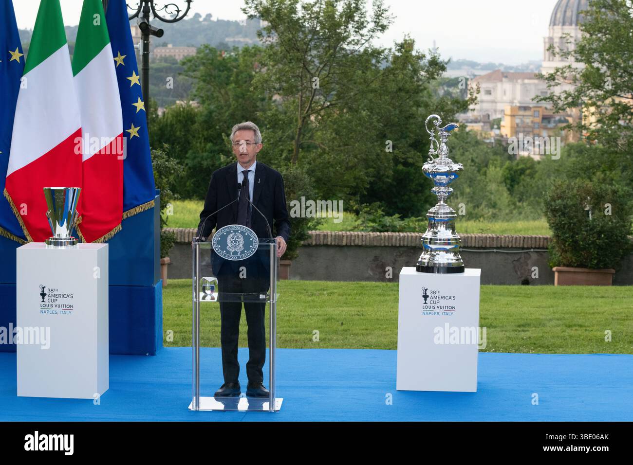 Rome, Italy MAY 26 2025: Gaetano Manfredi, Mayor of Naples at the press ...