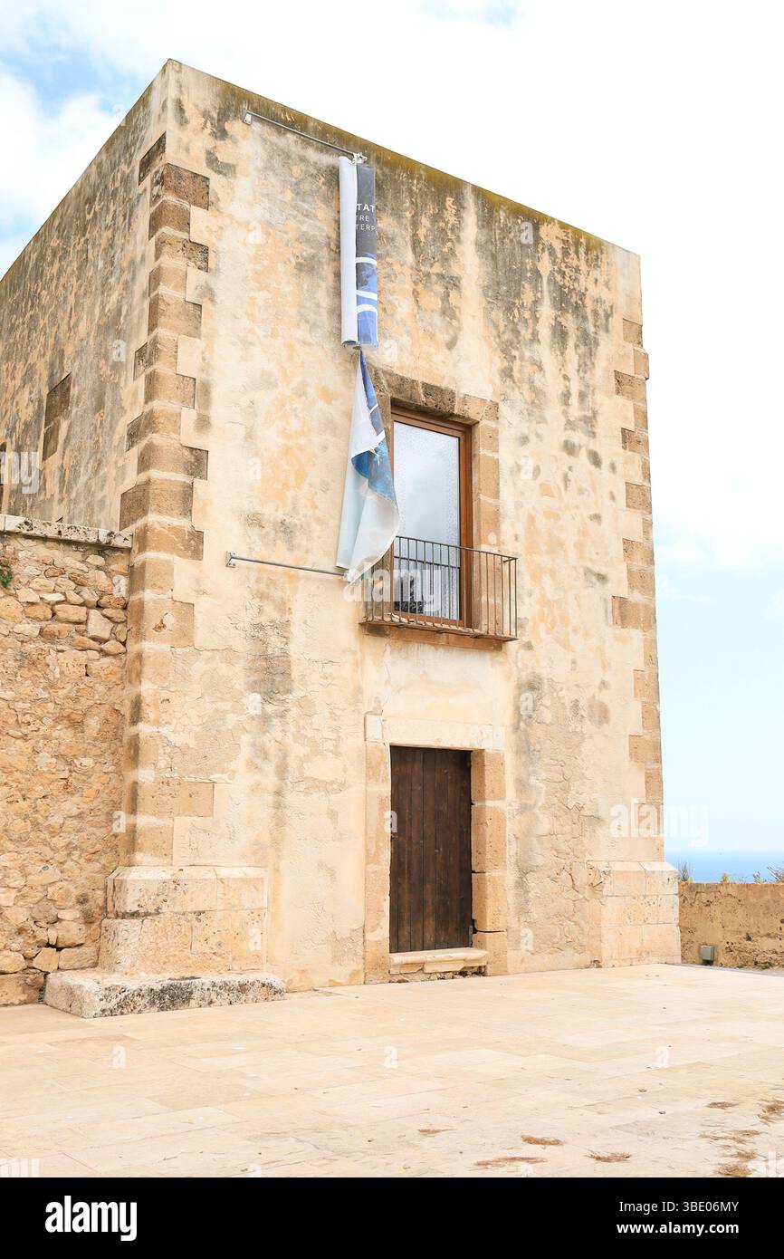 Denia, Alicante, Spain- May 18, 2025: The Castle of Denia, located on a ...