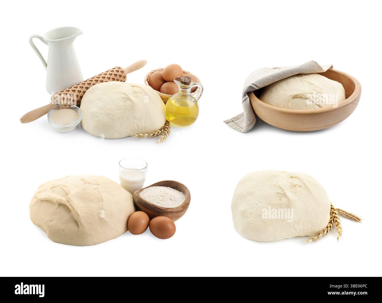 Dough and ingredients isolated on white, collage Stock Photo - Alamy