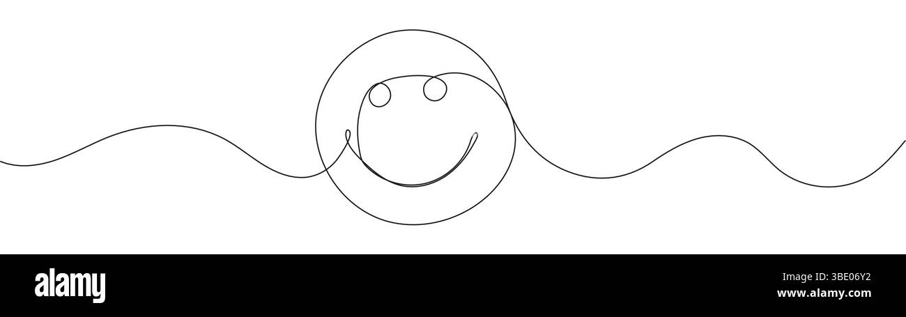 Continuous line smile emoji Stock Vector Images - Alamy