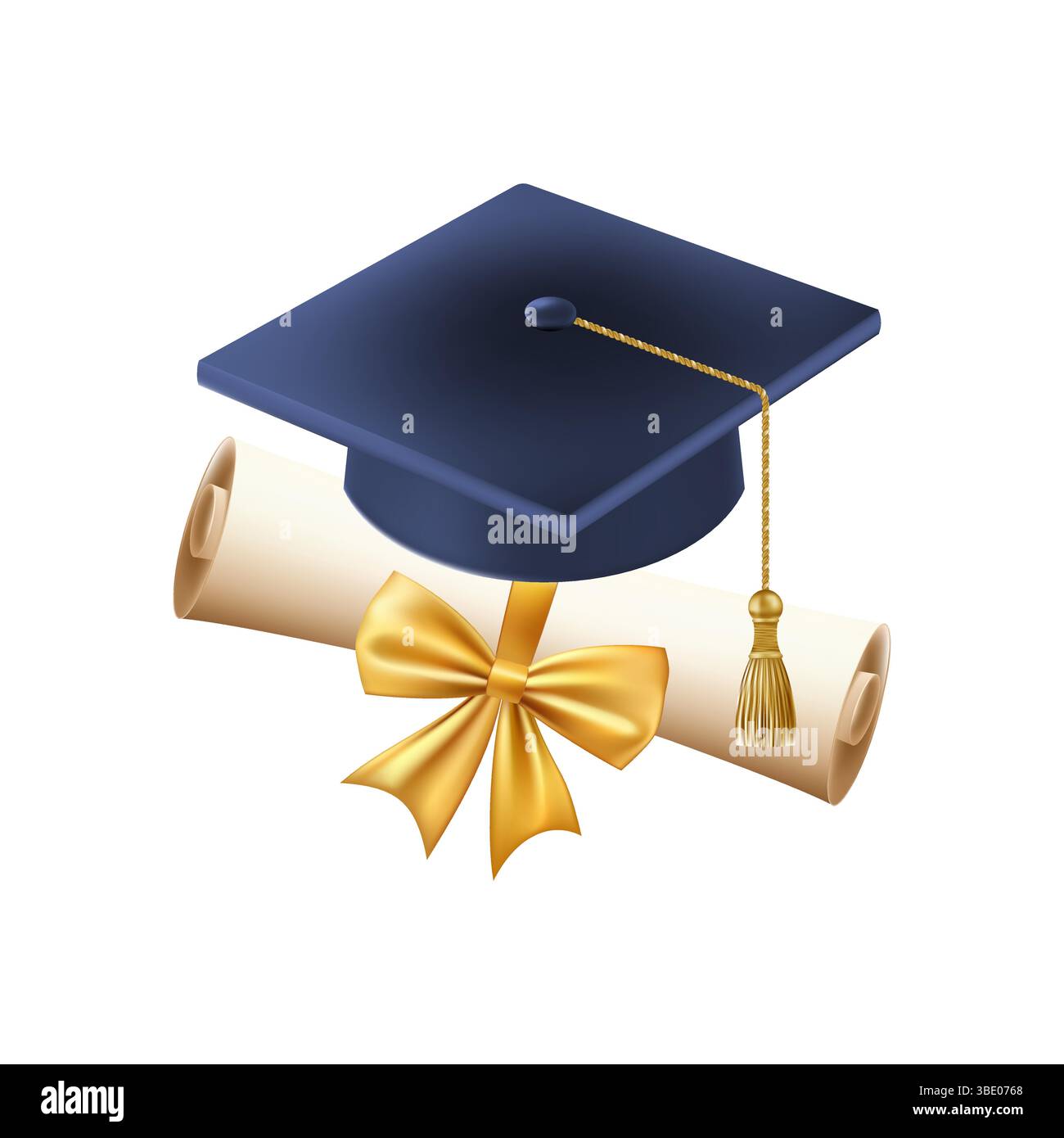 3d diploma scroll with graduate hat. Vintage roll paper Stock Vector ...