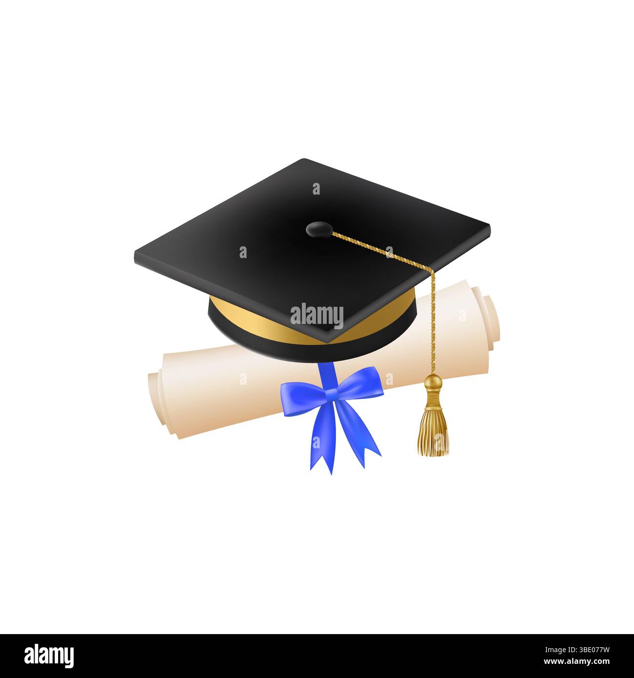 3d diploma scroll with graduate hat. Vintage roll paper Stock Vector ...