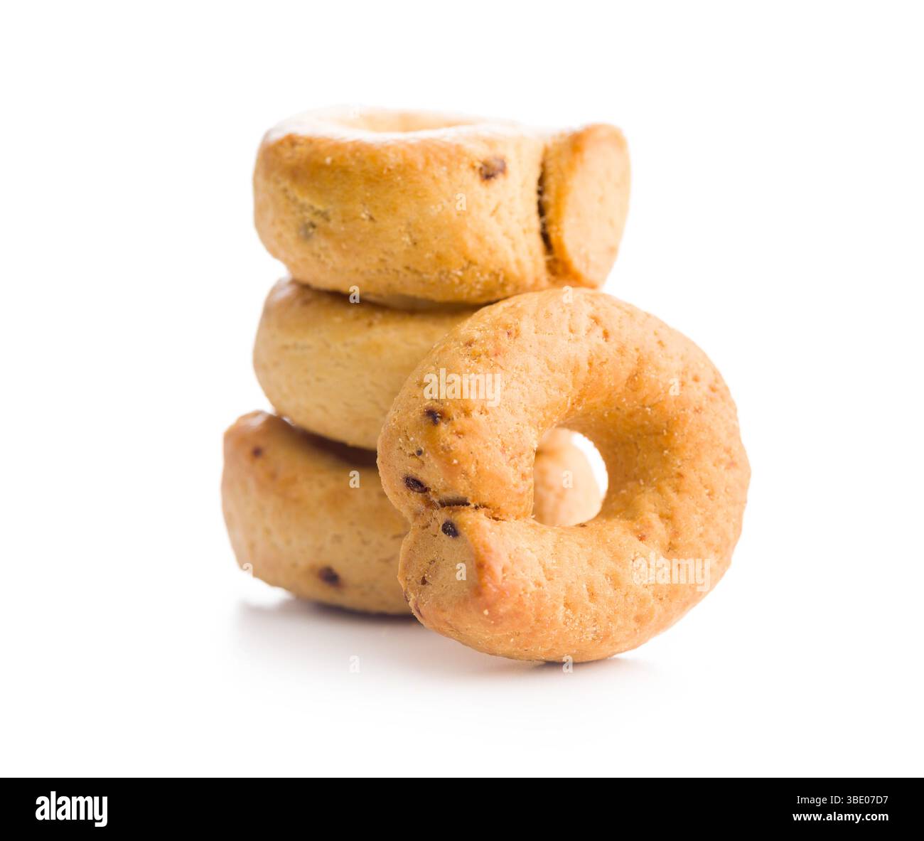 Salted crispy snack rings isolated on a white background Stock Photo ...