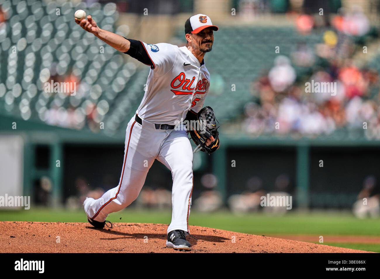 Baltimore Orioles starting pitcher Charlie Morton delivers during the ...