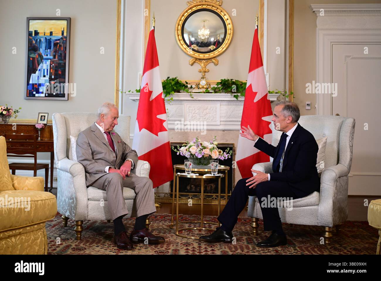 King Charles III holds an audience with Prime Minister of Canada Mark ...