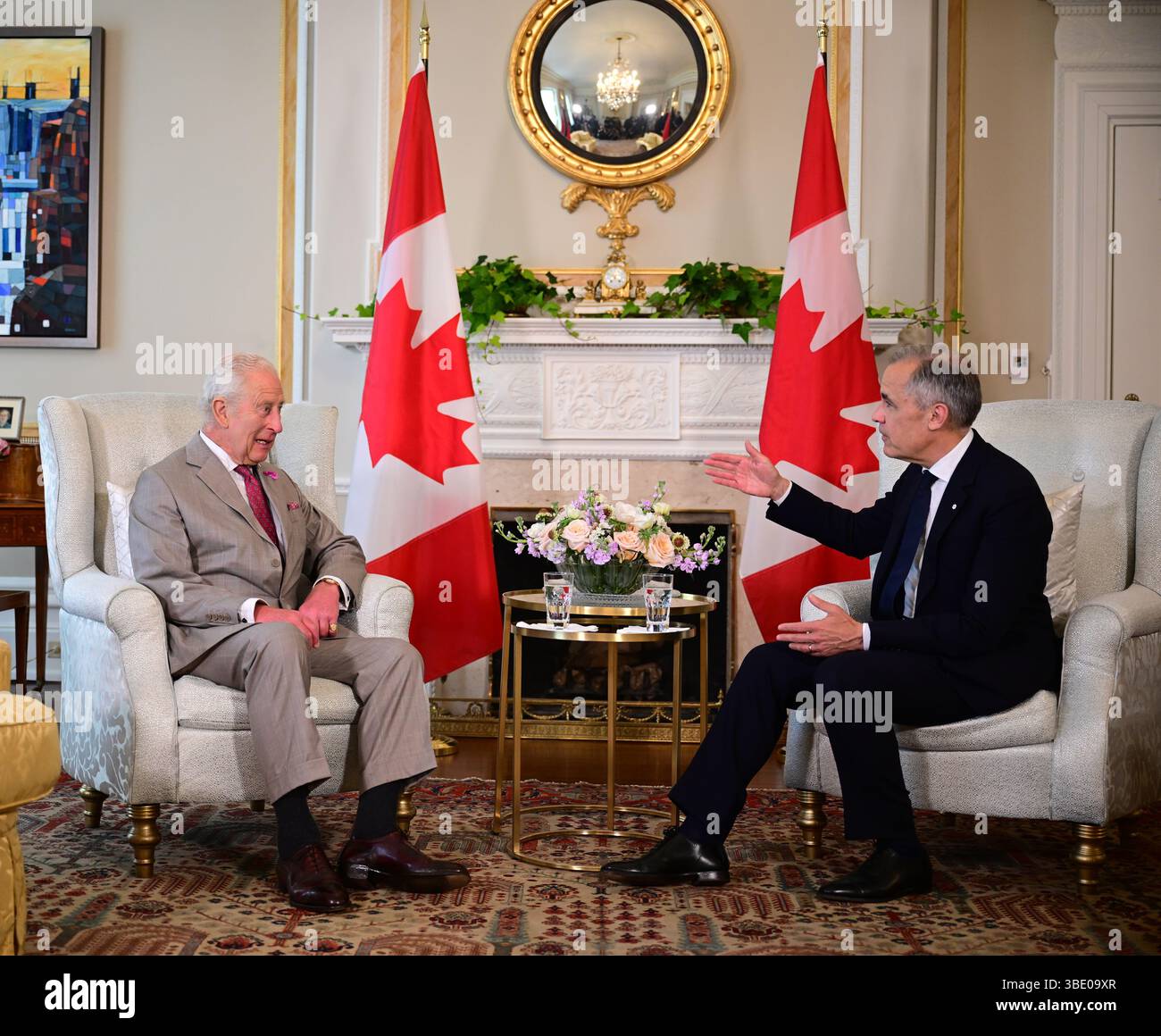 King Charles III holds an audience with Prime Minister of Canada Mark ...