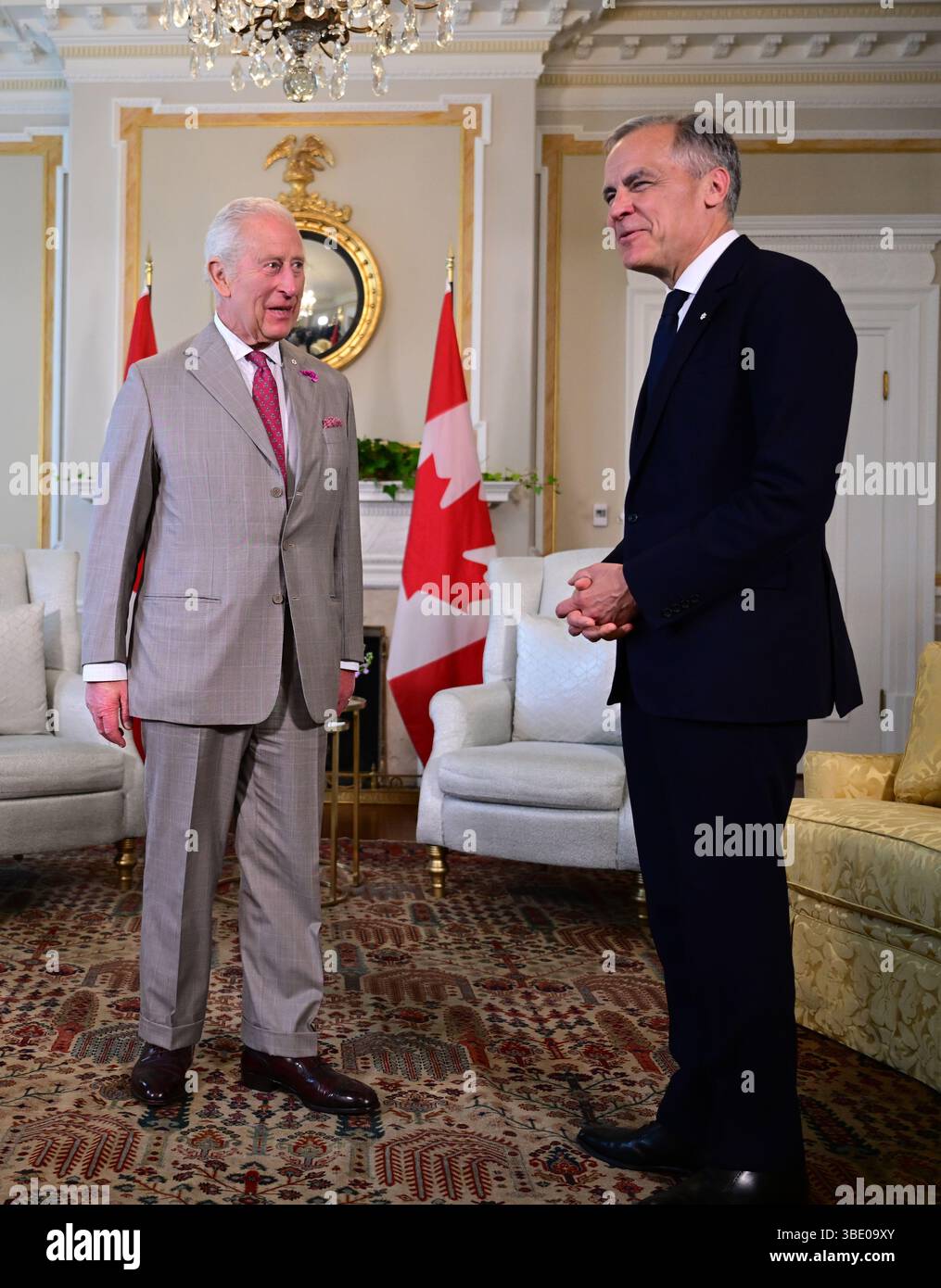 King Charles III holds an audience with Prime Minister of Canada Mark ...