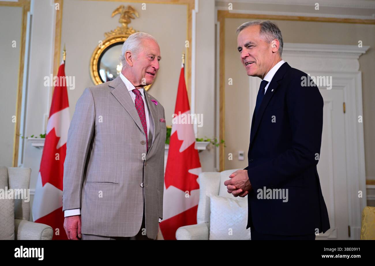 King Charles III holds an audience with Prime Minister of Canada Mark ...