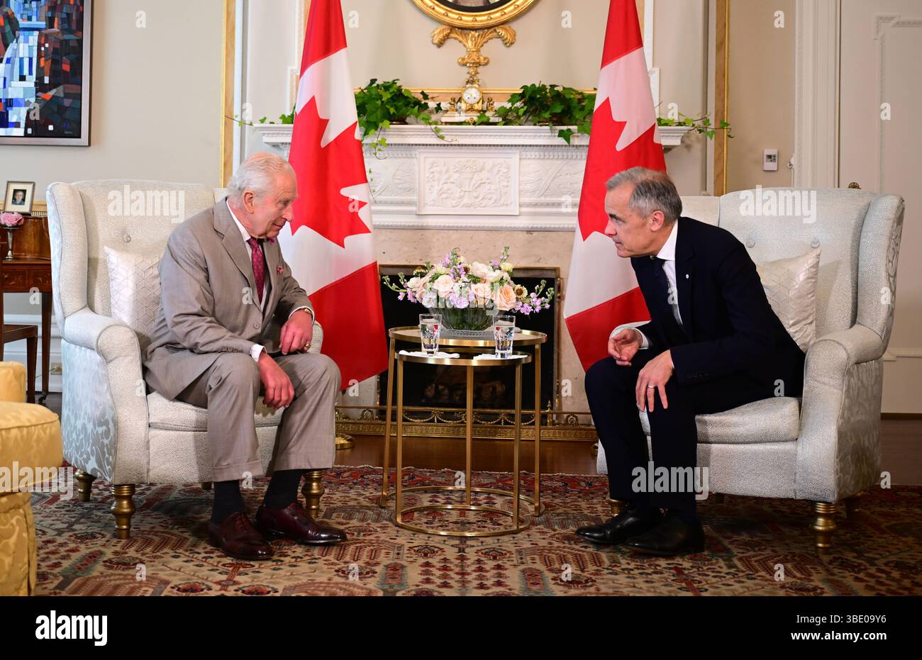 King Charles III holds an audience with Prime Minister of Canada Mark ...