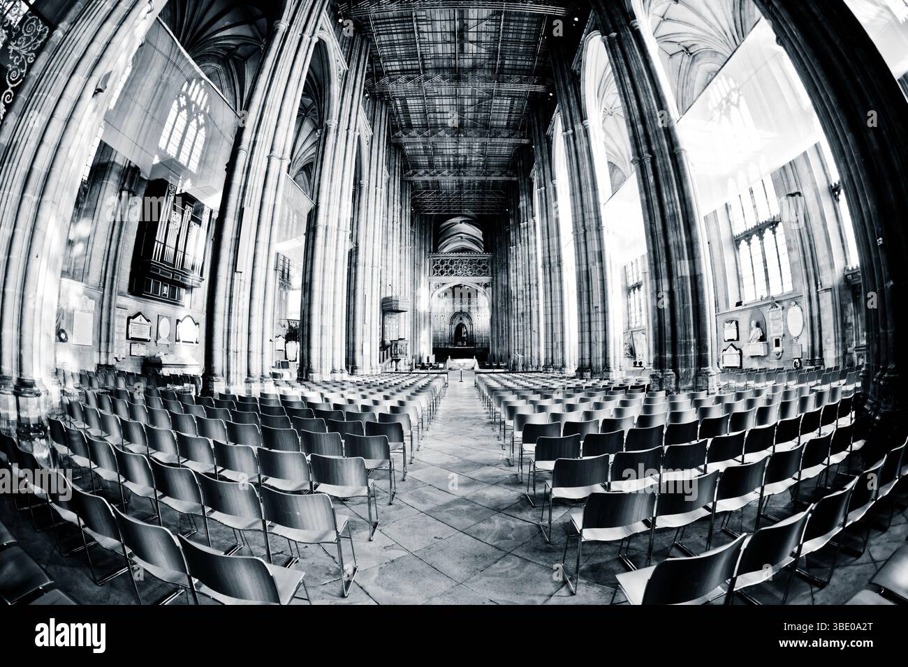 Canterbury Cathedral Interior by a Fisheye Lens Perspective Stock Photo ...