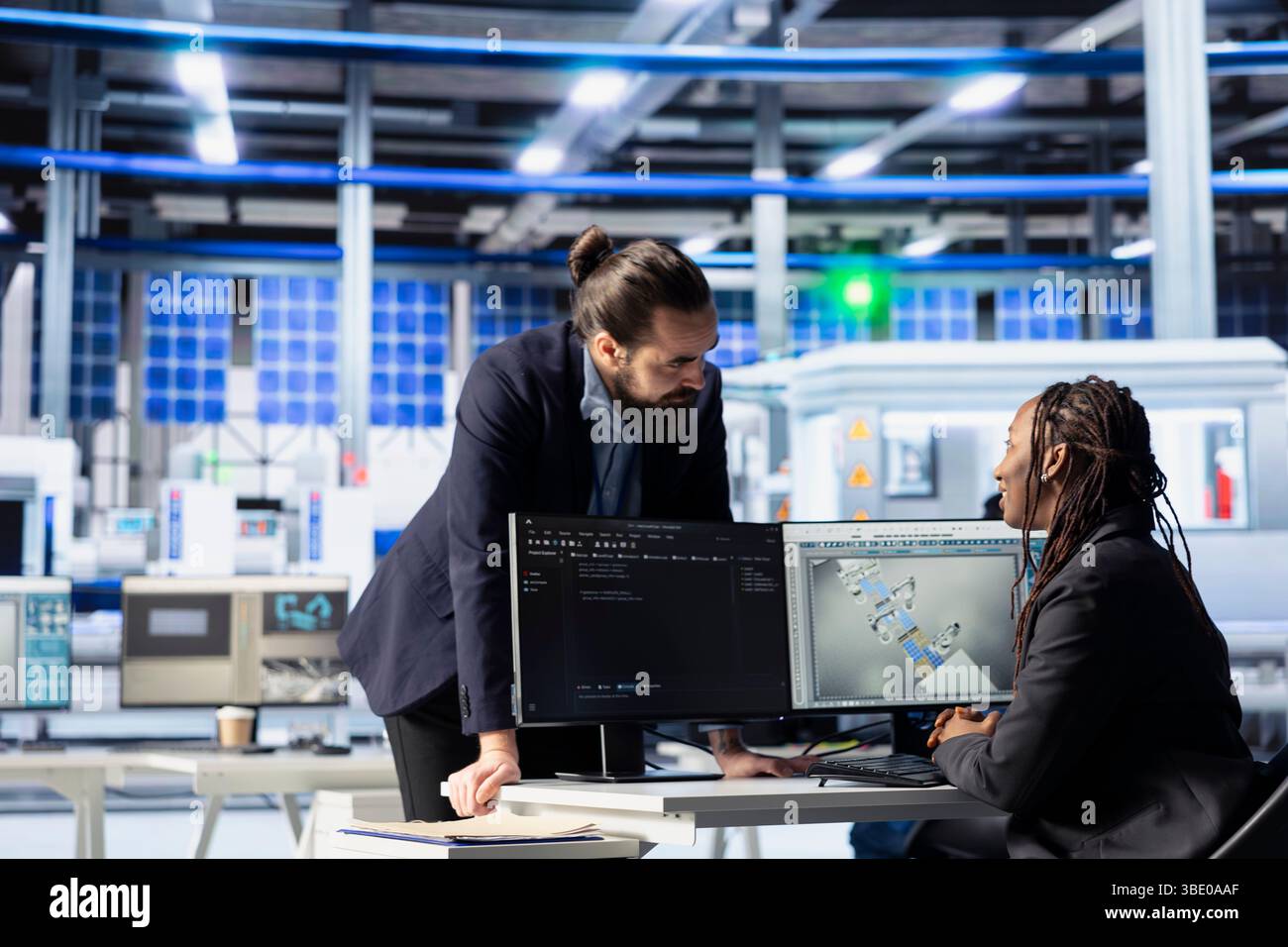 Programmer in photovoltaics factory updates software of assembly lines ...