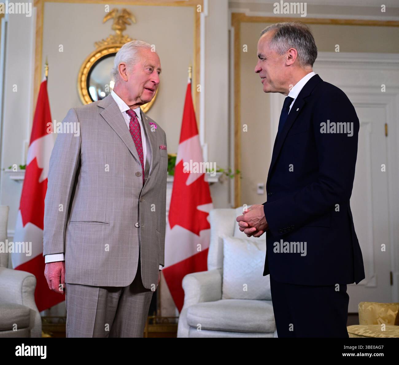 King Charles III holds an audience with Prime Minister of Canada Mark ...