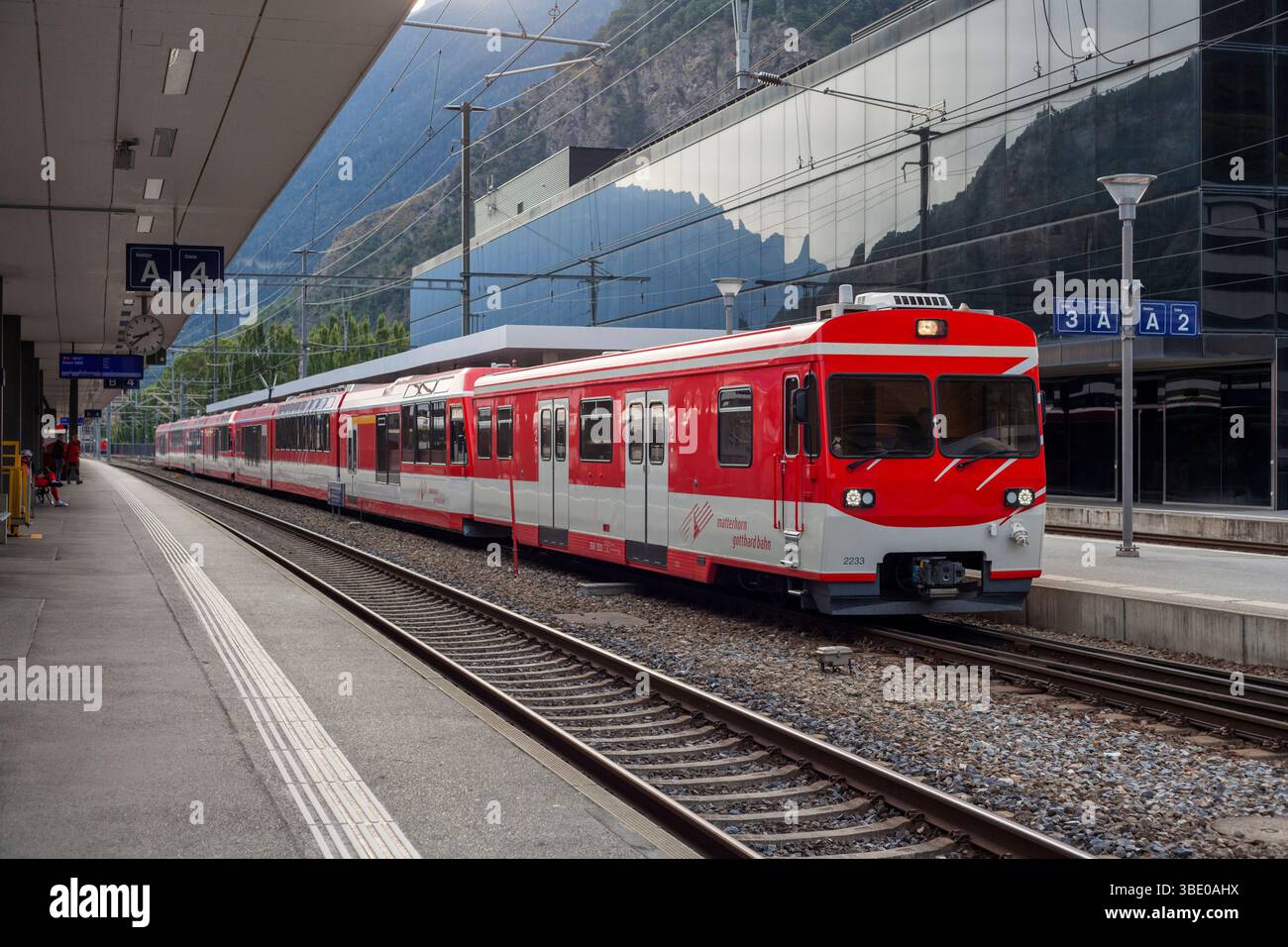 Matterhorn Gotthard Bahn ABDeh 4/8 meter gauge electric train at Visp ...