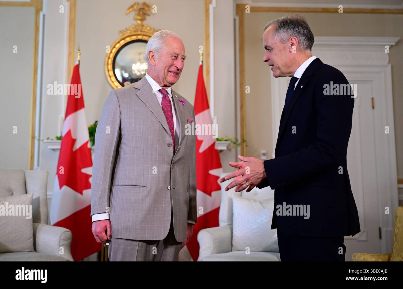 King Charles III holds an audience with Prime Minister of Canada Mark ...