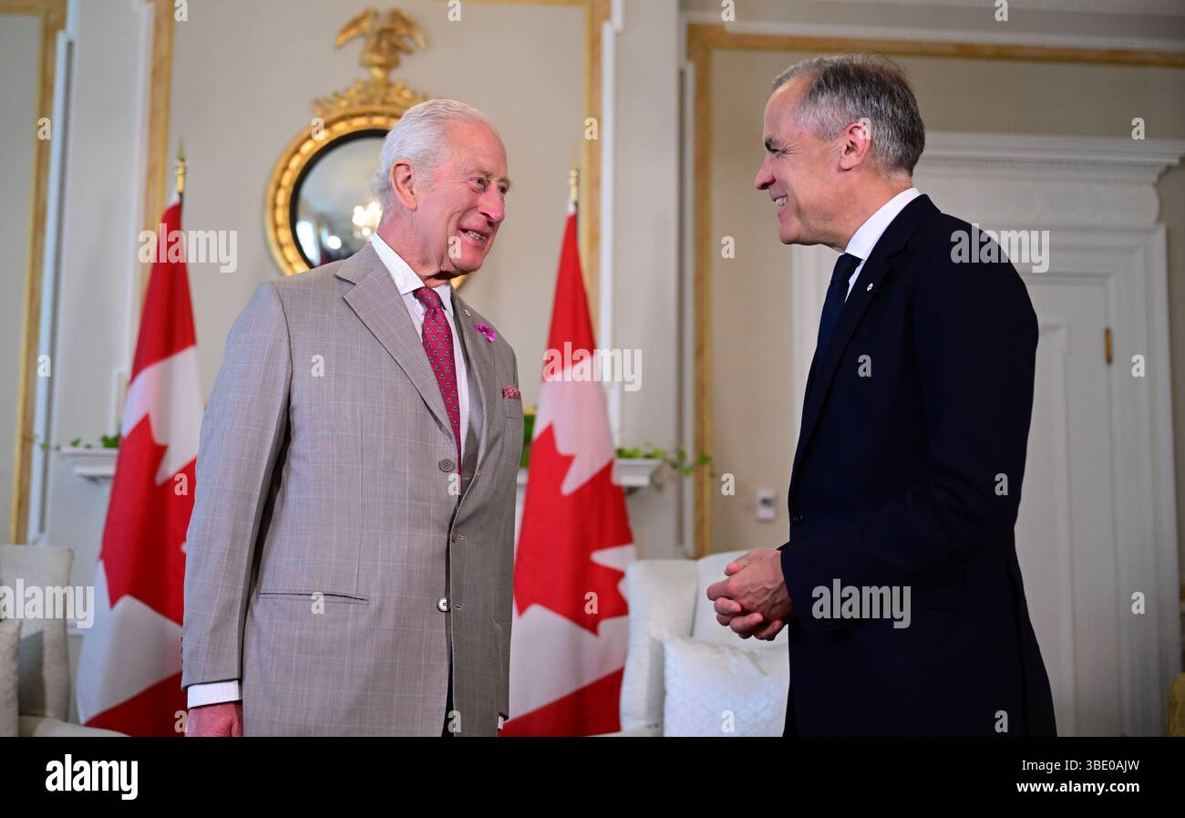 King Charles III holds an audience with Prime Minister of Canada Mark ...