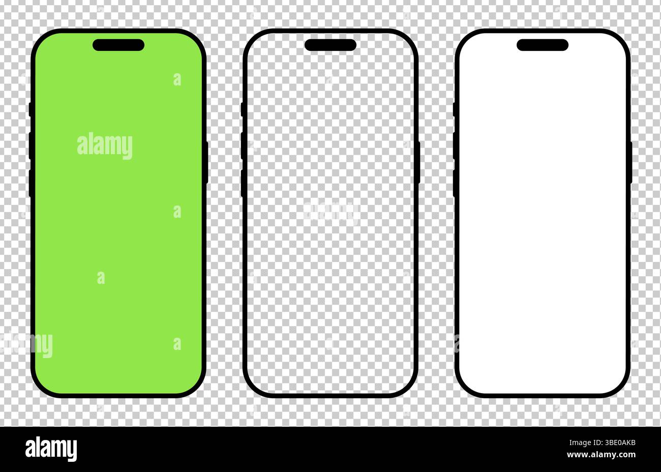 Smartphone black frame. Gadget symbol. Device flat front view set ...