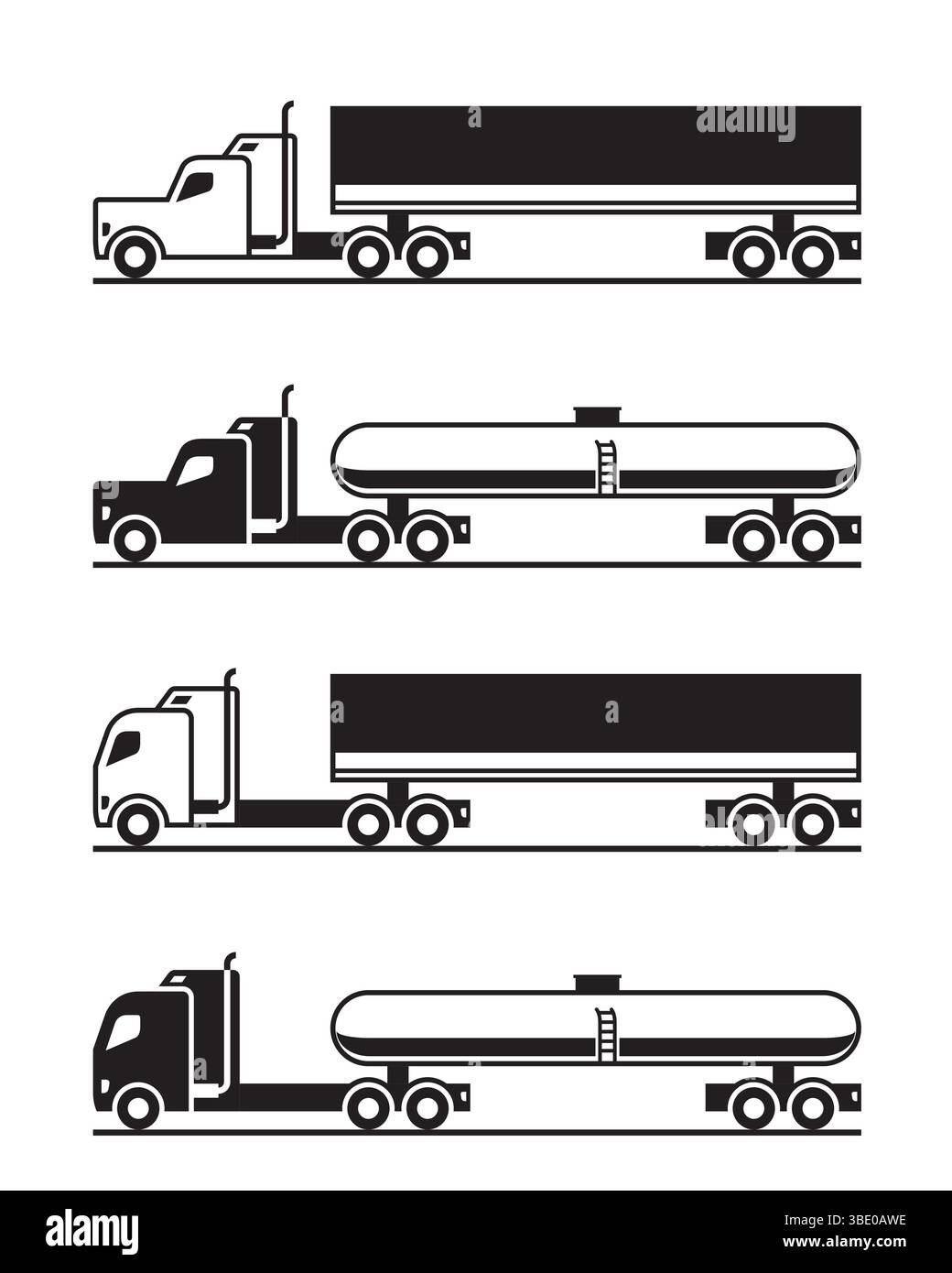 Long distance tractor trucks with trailers – vector illustration Stock ...