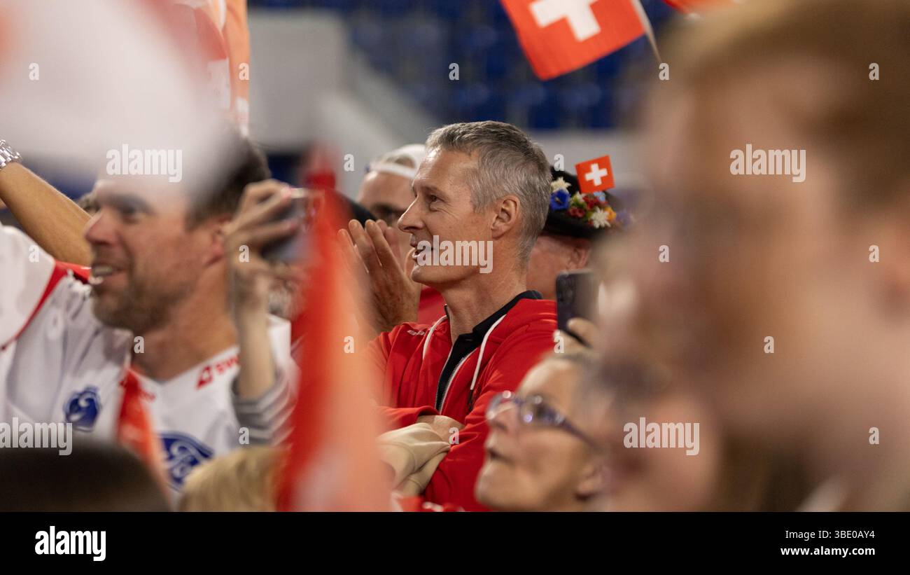 Kloten, Switzerland, May 26, 2025 Fans in action during Medal ...