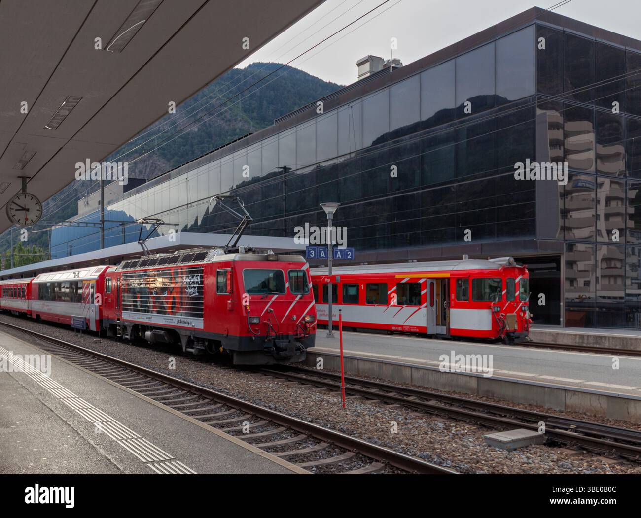 Matterhorn Gotthard Bahn HGe4/4 meter gauge electric locomotive at Visp ...