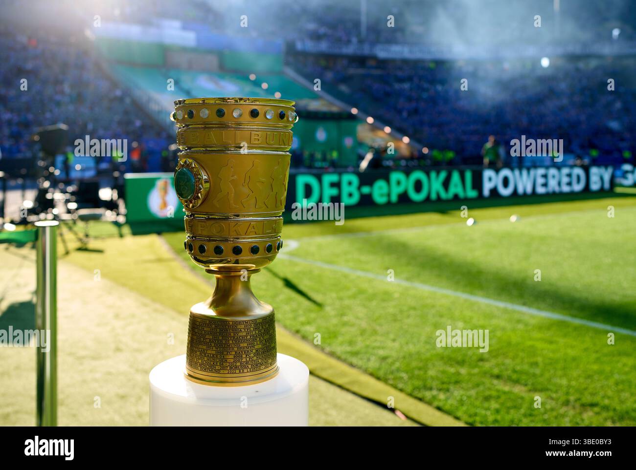Berlin, Germany. 24th May, 2025. The trophy in the Olympiastadion ...