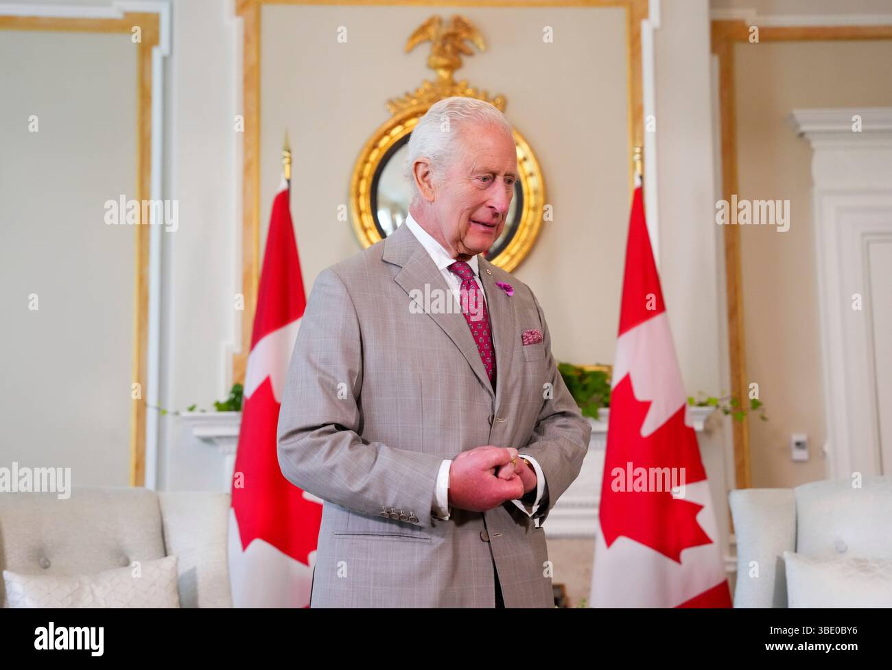 Britain's King Charles waits for a meeting at Rideau Hall in Ottawa ...