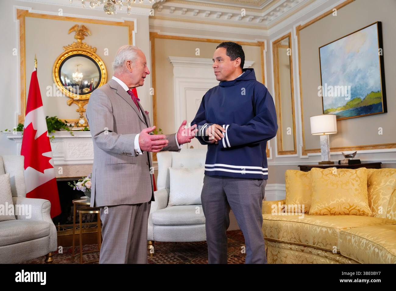 Britain's King Charles, left, meets with ITK President Natan Obed at ...