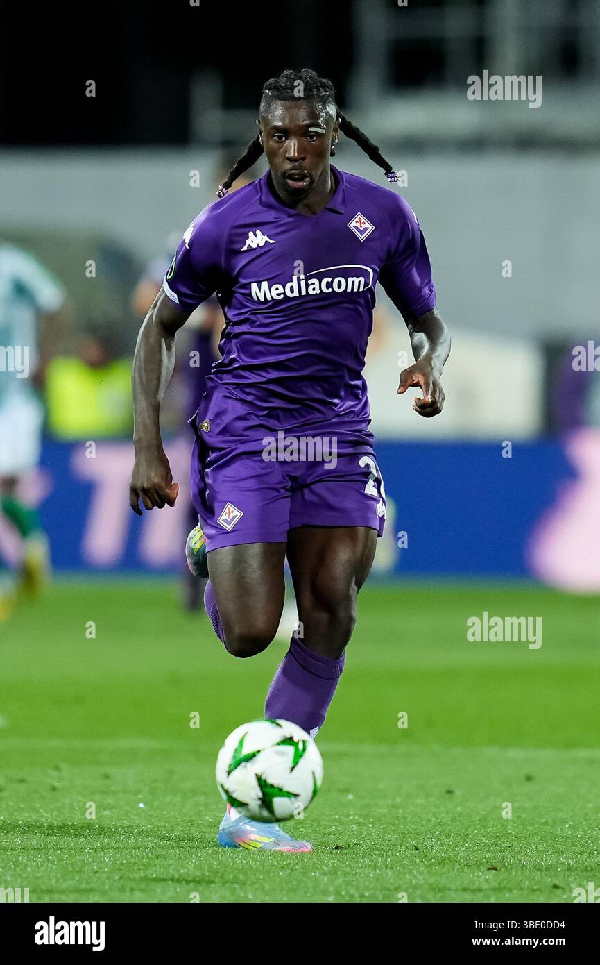 Florence, Italy. 08th May, 2025. Moise Kean of ACF Fiorentina during ...