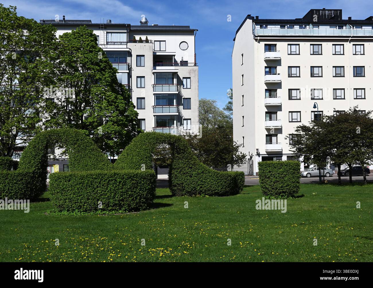 a blend of natural and urban elements in a Finnish cityscape, featuring ...