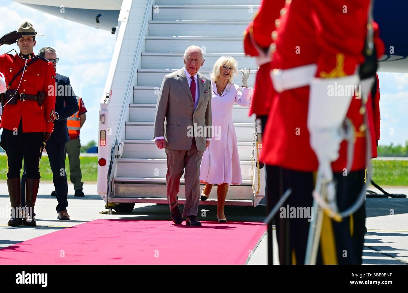 King Charles III and Queen Camilla as they arrive at Ottawa Airport for ...