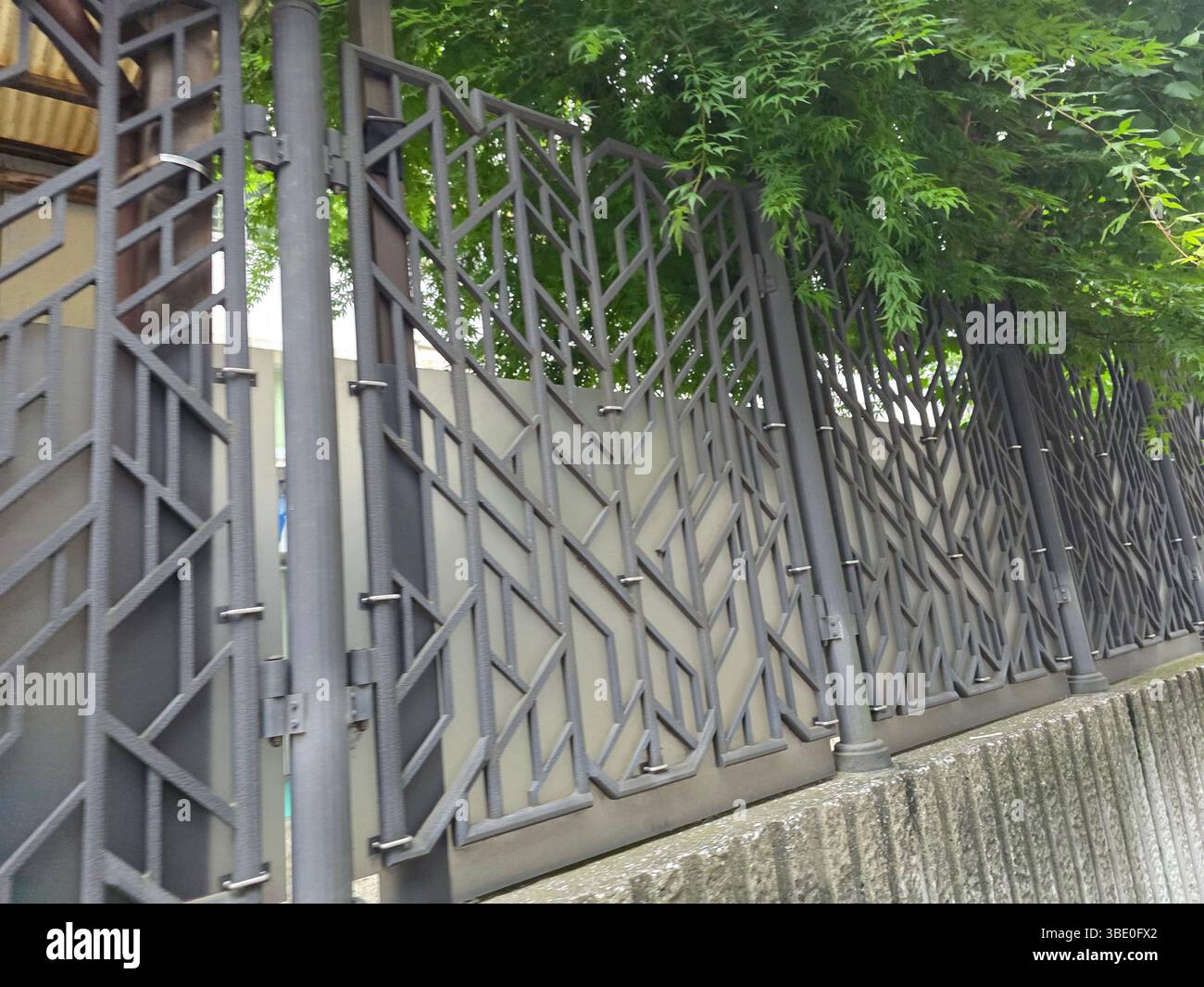 Black Fence Side View Stock Photo - Alamy