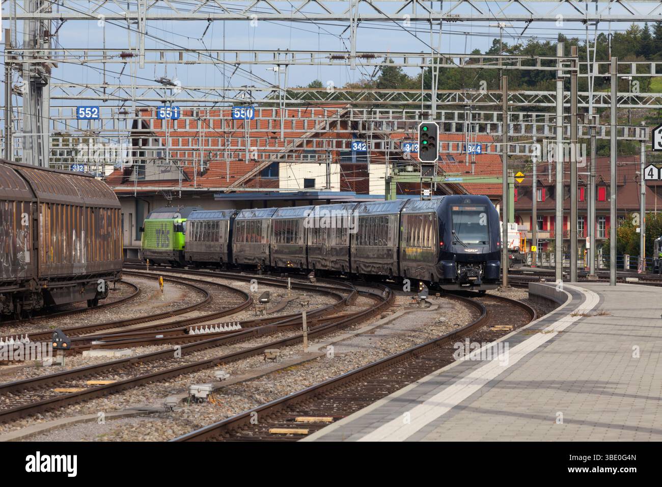 BLS class 465 electric locomotive hauling the golden pass express train ...