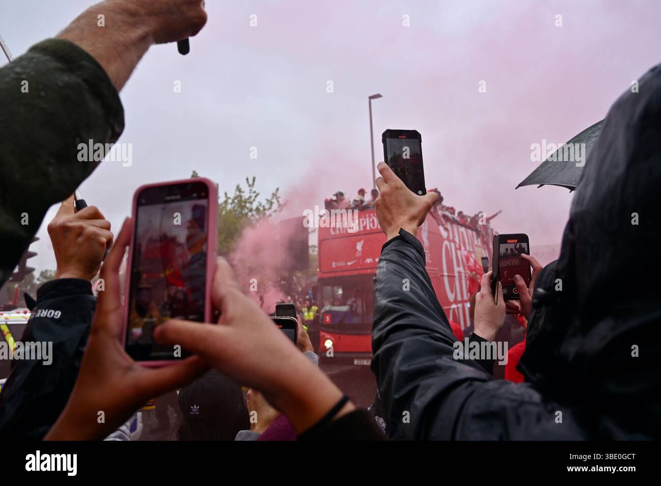 scenes from the liverpool football club victory parade after winning ...