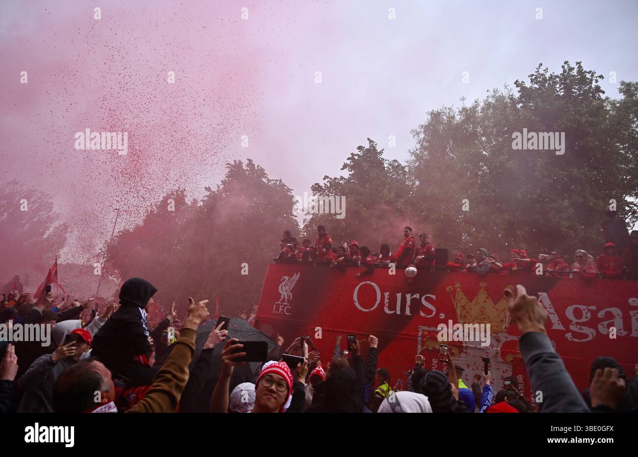 scenes from the liverpool football club victory parade after winning ...