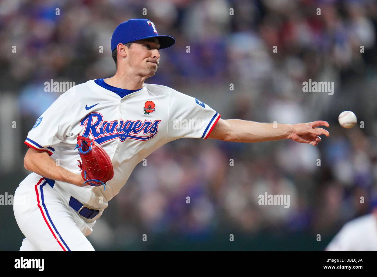 Texas Rangers pitcher Hoby Milner throws a pitch to the Toronto Blue ...