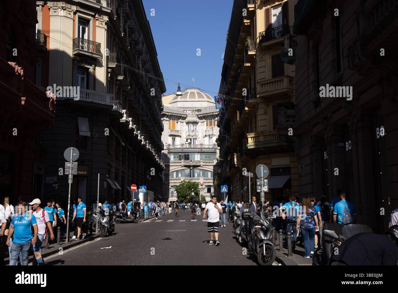 Naples, Italy. 26th May, 2025. SSC Napoli supporters are seen in front ...