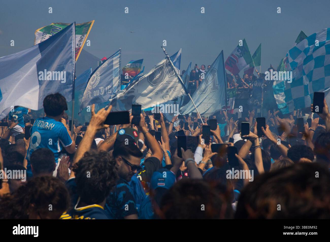 Naples, Italy. 26th May, 2025. SSC Napoli supporters attend the Serie A ...