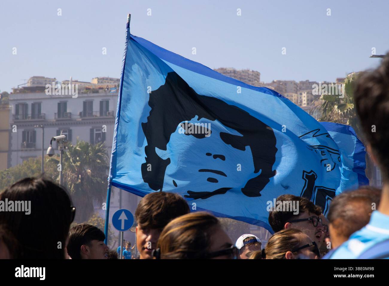 Naples, Italy. 26th May, 2025. SSC Napoli supporters with Maradona flag ...