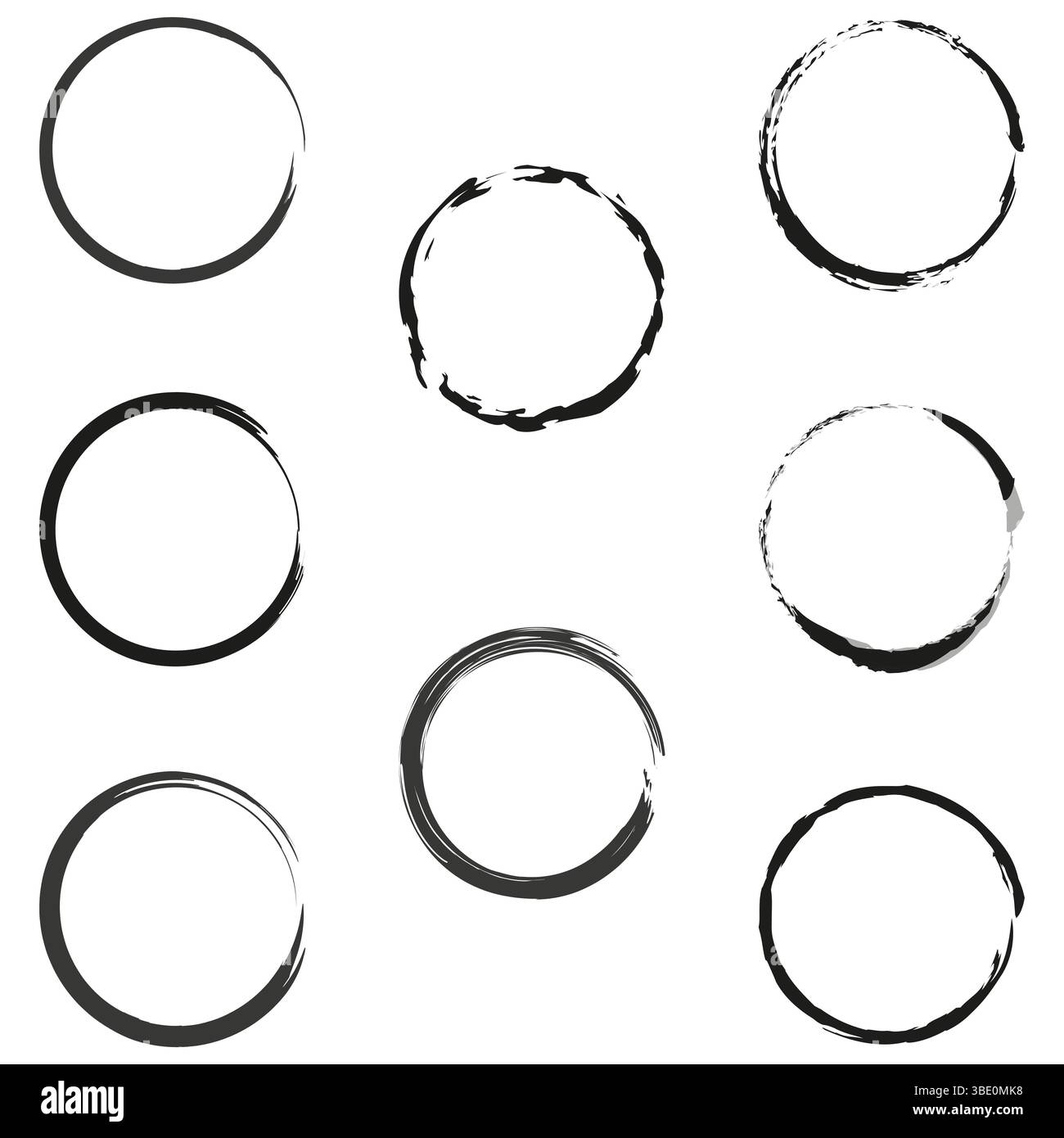 Ink circle frame. Grunge circular shape. Vector brush stroke. Round ...