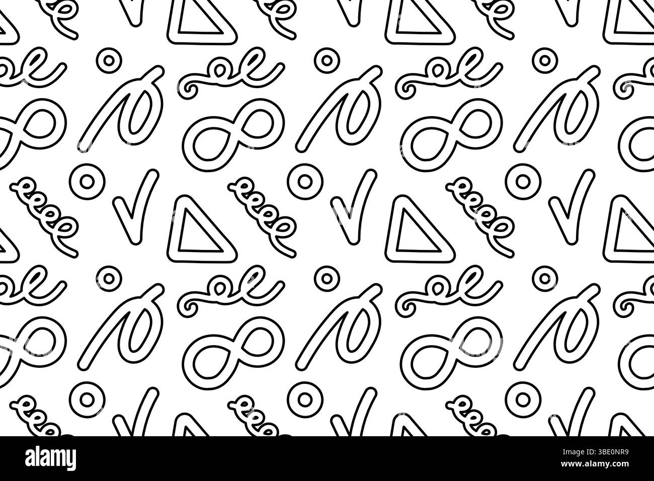 Seamless pattern, coloring page with abstract shapes, infinity symbols ...