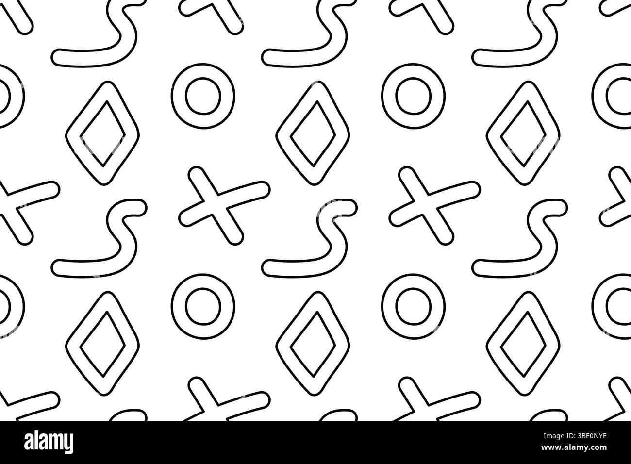 Seamless pattern, coloring page with abstract geometric doodle shapes ...